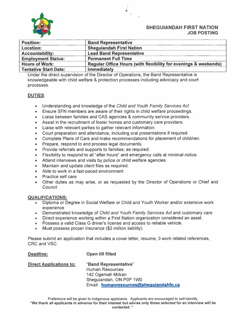 Employment - Sheguiandah First Nation