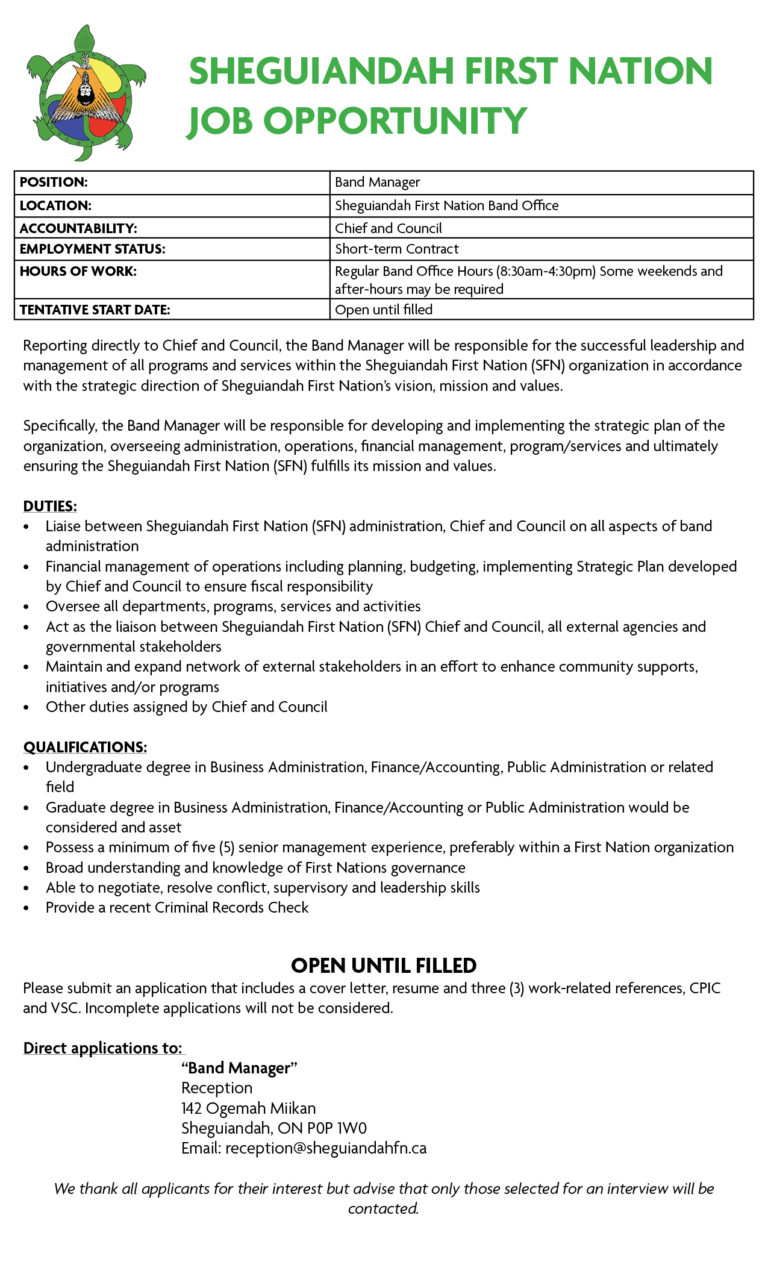 Employment - Sheguiandah First Nation