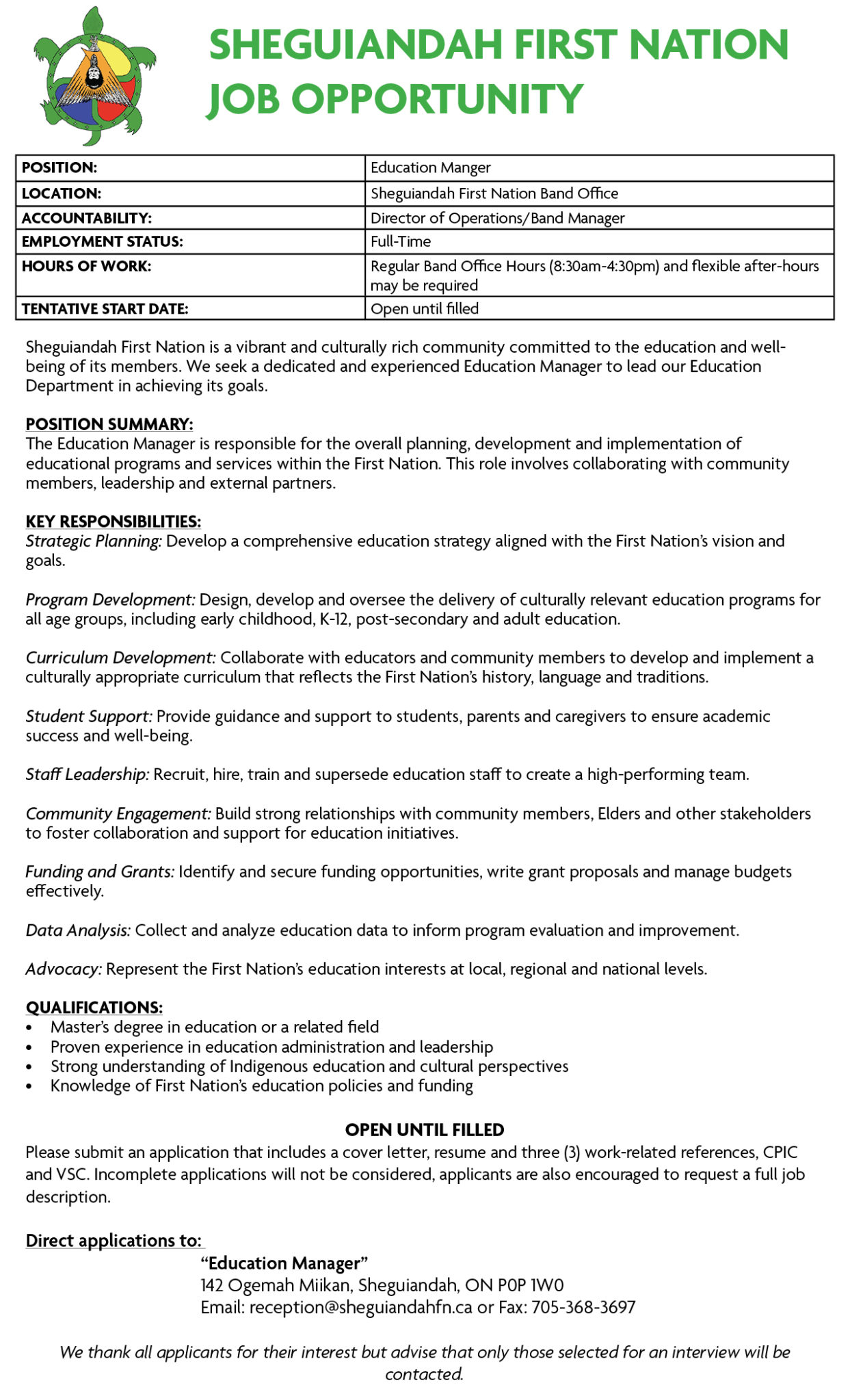 Employment - Sheguiandah First Nation